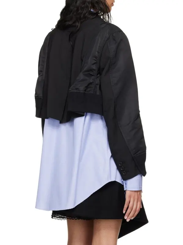 Sacai Panelled Buttoned Bomber Jacket - Black