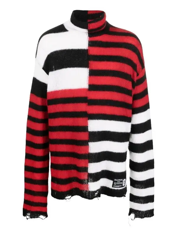 Balmain Patchwork Striped Turtleneck Sweater - Multicolor