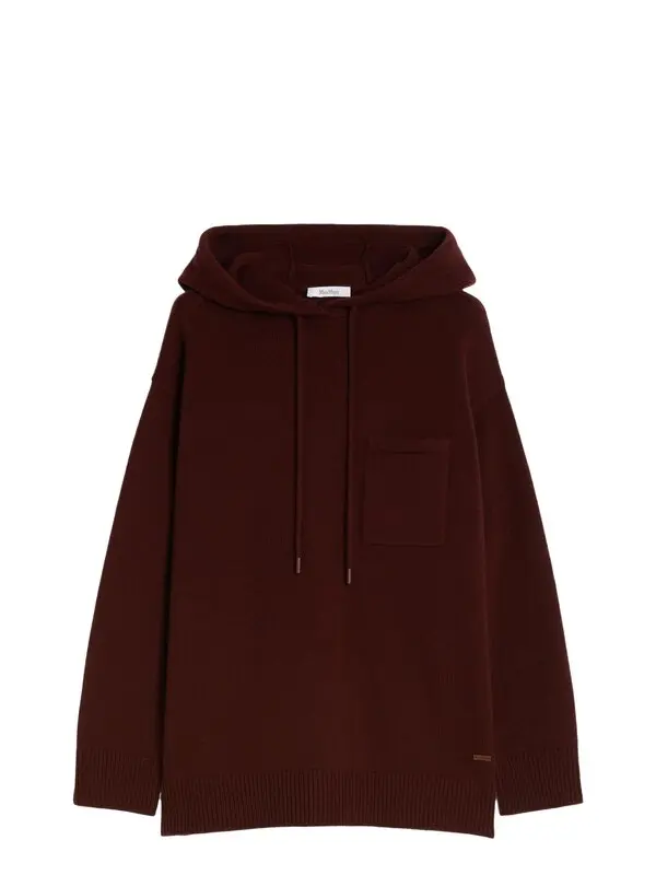 Max Mara Liana Drawstring Knitted Hoodie - Cherry Color