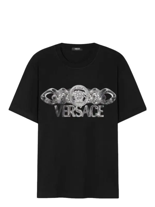 Versace Logo-printed Crewneck T-shirt - Black/printed