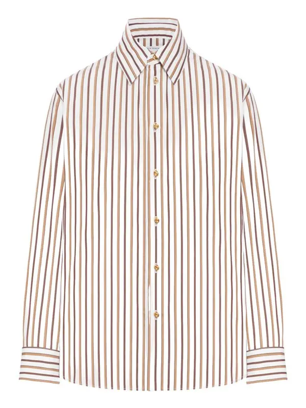 Bottega Veneta Striped Cotton Poplin Shirt - Chalk Taffy Brown