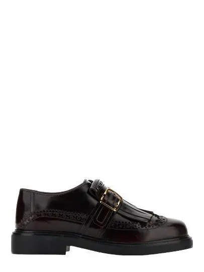 TOD'S Fringe Detail Perforated Loafers - Mosto