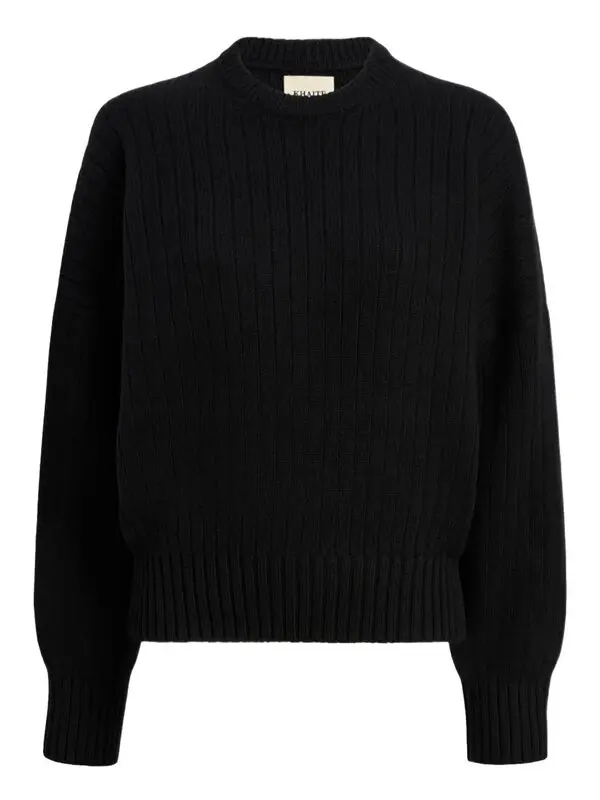 Khaite Lennox Cashmere Ribbed Crew Neck Sweater - Black