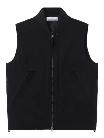 Stone Island Logo Patch Zipped Vest - Black