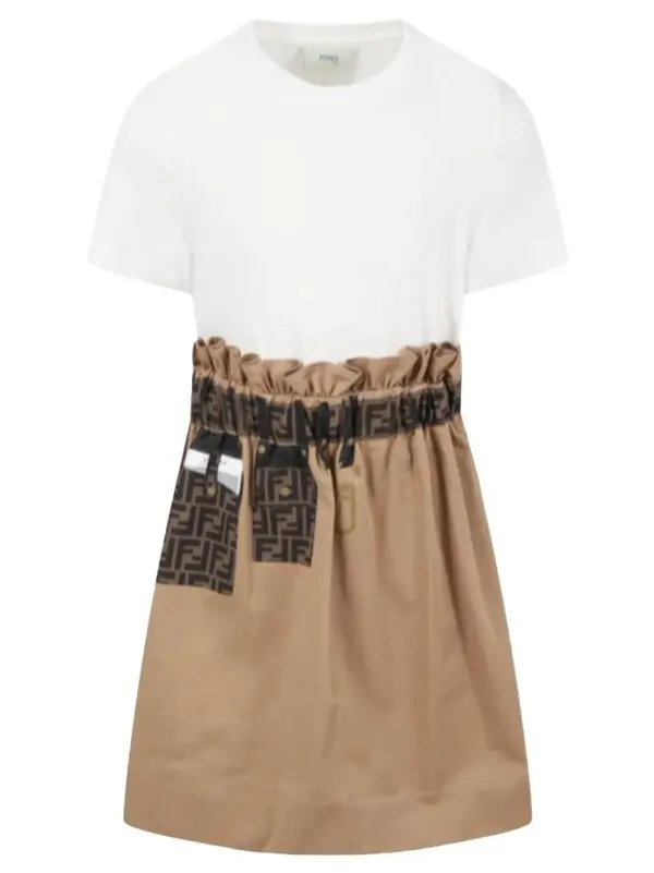 Fendi Logo Print Dress - White