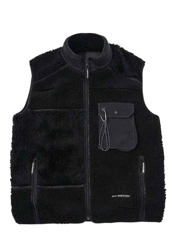 AND WANDER Synthetic Fur Vest - Black