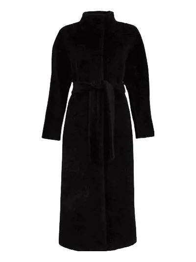Max Mara Long-sleeved Belted Coat - Black