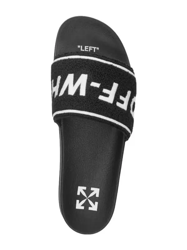 Off-White Textured Logo Strap Slides - Black