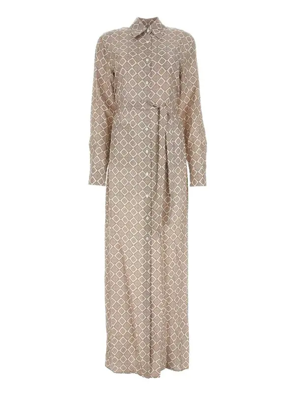 Prada Geometric Print Maxi Shirt Dress - Bean Paste Color