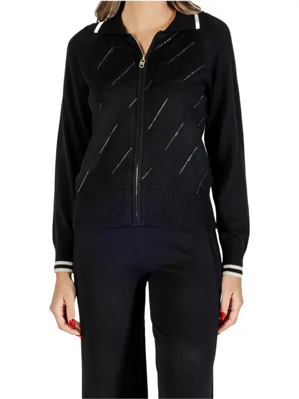 Liu Jo Zip-fastening Cropped Cardigan With Contrasting Edges - Black