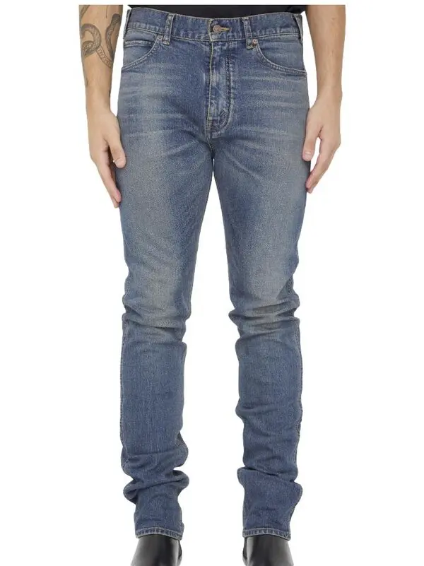 Celine Skinny Jeans In Trail Wash Denim - Gray
