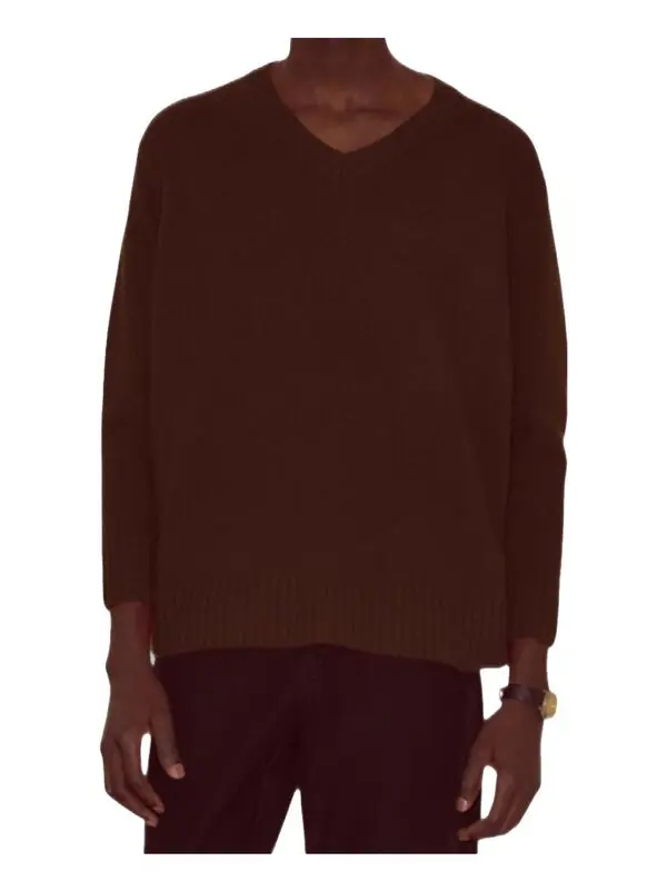 BODE Long-sleeved V-neck Sweater - Brown