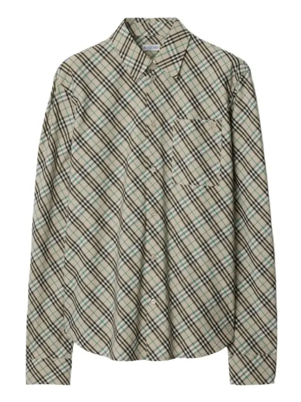 Burberry Long Sleeved Check Detailed Shirt - Husk