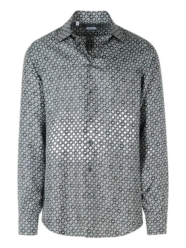 Dolce & Gabbana Dolce Gabbana Patterned Curved Hem Shirt - Black