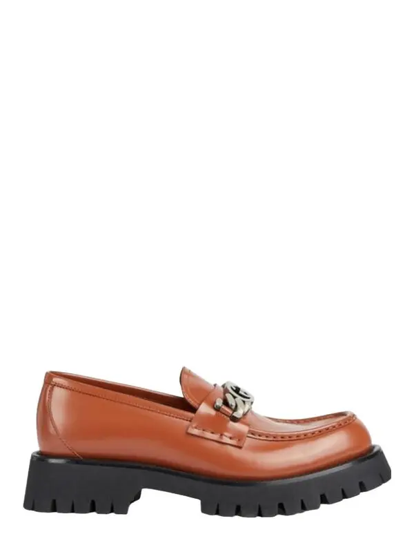 Gucci Interlocking G Logo Leather Loafers - Multicolor