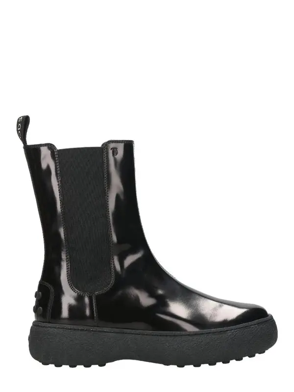 TOD'S W.g. Chelsea Slip-on Boots With Embossed Logo Detail - Black