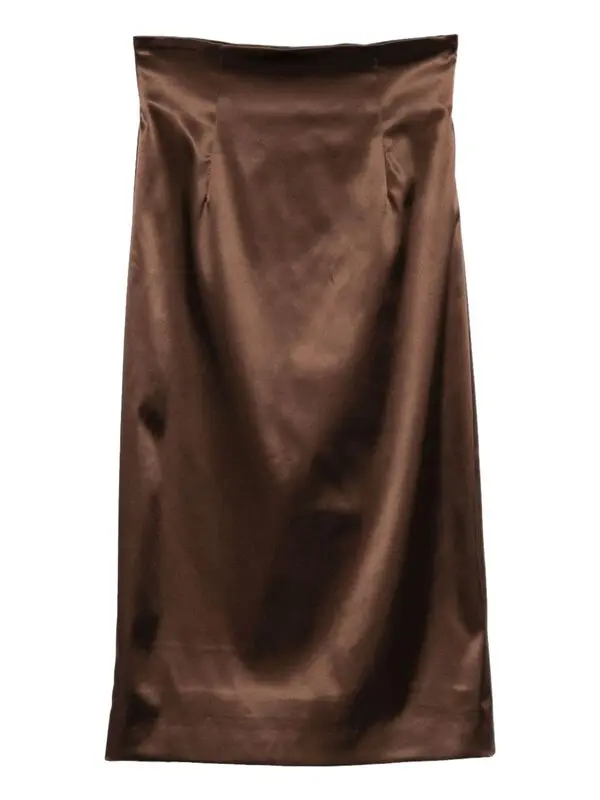 Dolce & Gabbana Satin Midi Skirt - Brown