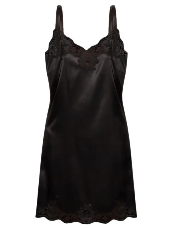 Dolce & Gabbana Lace Trim Mini Slip Dress - Black