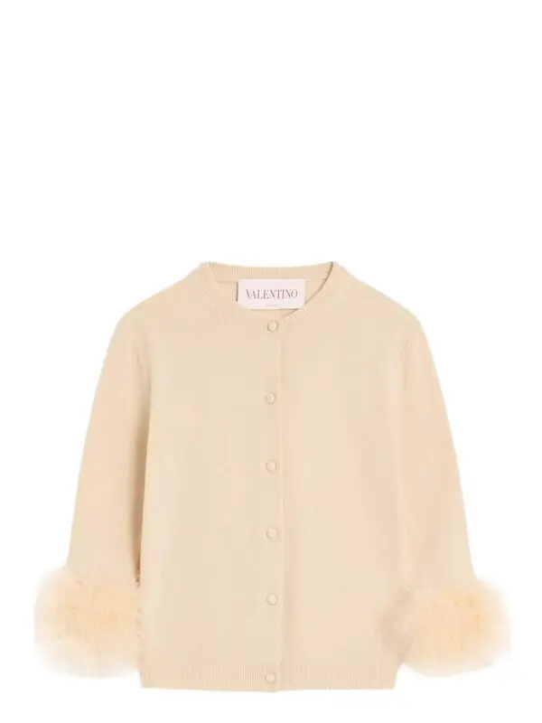 Valentino Garavani Feather-cuff Button-up Cardigan - No