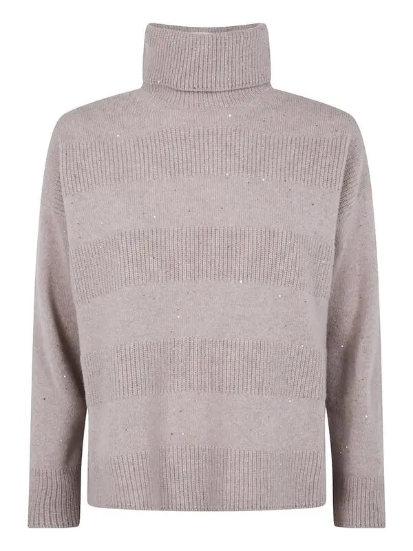 D.exterior Embellished High Neck Jumper - Gray