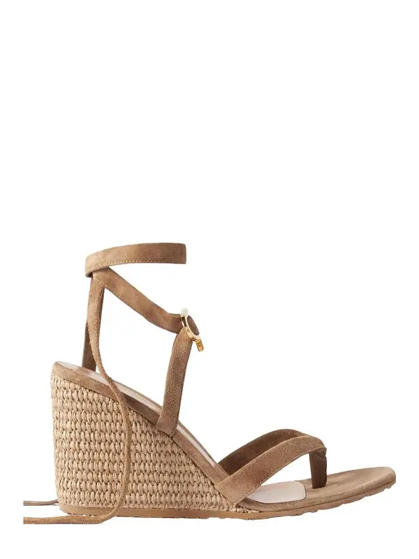 GIANVITO ROSSI Round Toe Wedge Sandals - Brown