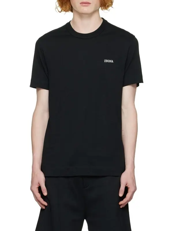 Zegna Embroidered-logo Cotton T-shirt - Black