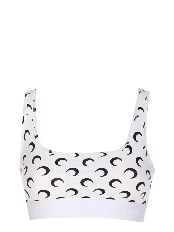 MARINE SERRE Moon-printed Sleeveless Sports Bra - White