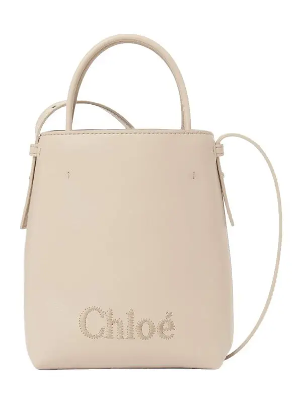 Chloé Sense Logo Embroidered Micro Tote Bag - Nude