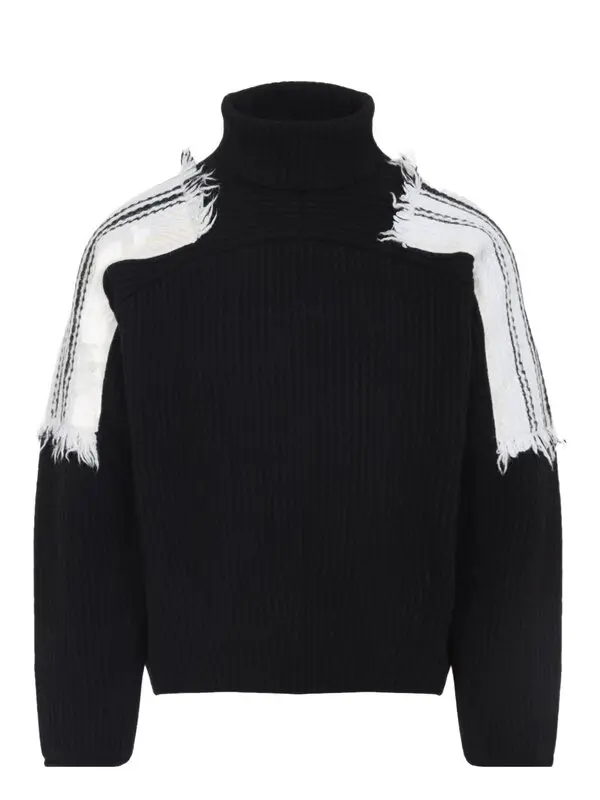 MORDECAI Jacquard Striped Wool Turtleneck Sweater - Black