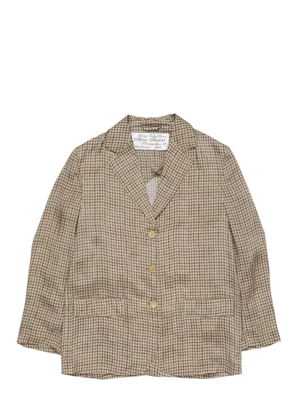 Acne Studios Checked Faux Fur Collar Jacket - Nude