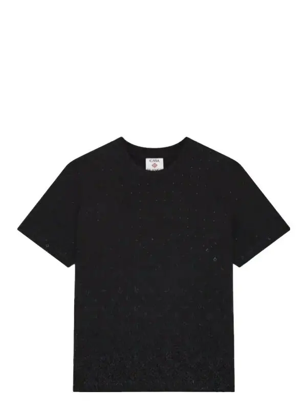 Casablanca Embellished Monogram Logo Short Sleeved T-shirt - Black