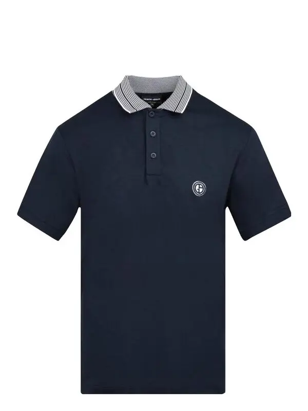 Giorgio Armani Embroidered Logo Polo Shirt - Black