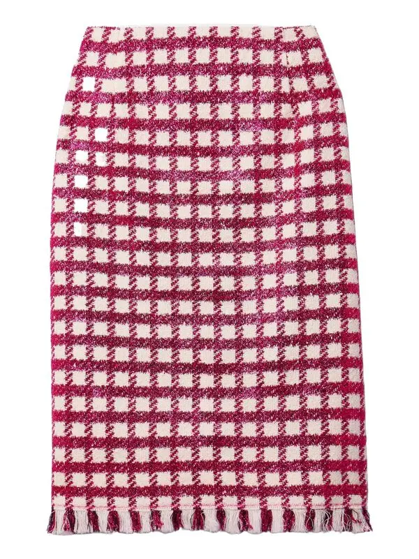 Oscar De La Renta Checked Skirt - Pink