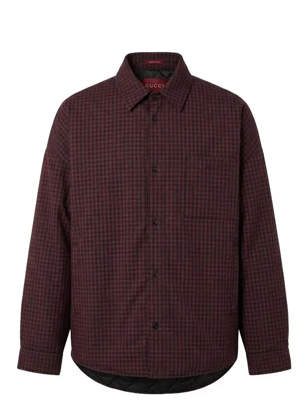 Gucci Plaid Fleece Jacket - Burgundy Red And Black