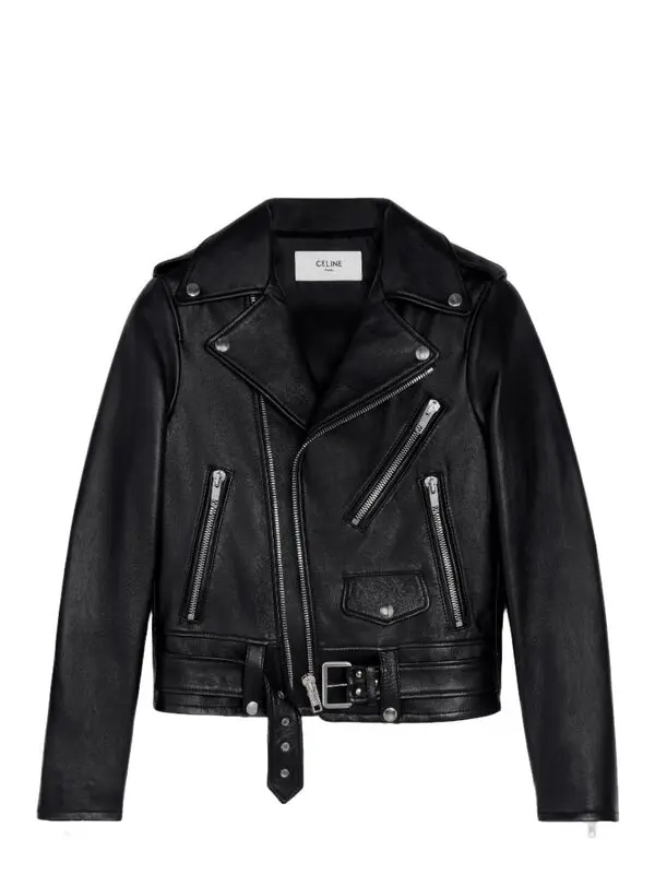 Celine Classic Biker Jacket In Soft Vintage Lambskin - Black