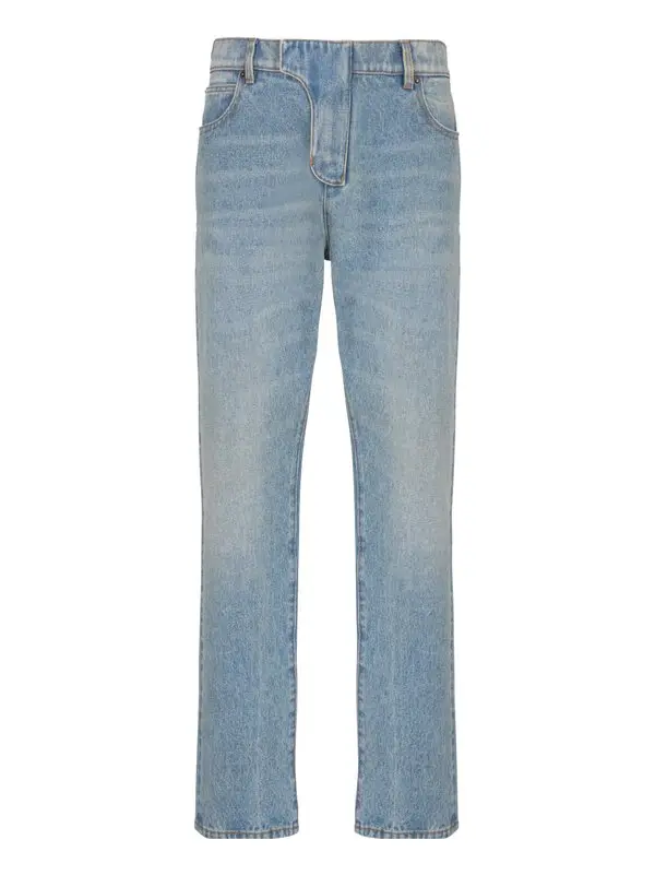 Balmain Straight-leg Belt-looped Jeans - Blue