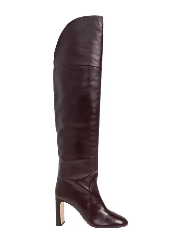 STUART WEITZMAN Round Toe High Heel Boots - Burgundy Red