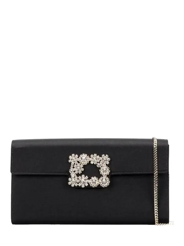 ROGER VIVIER Flower Buckle Crossbody Bag - Black