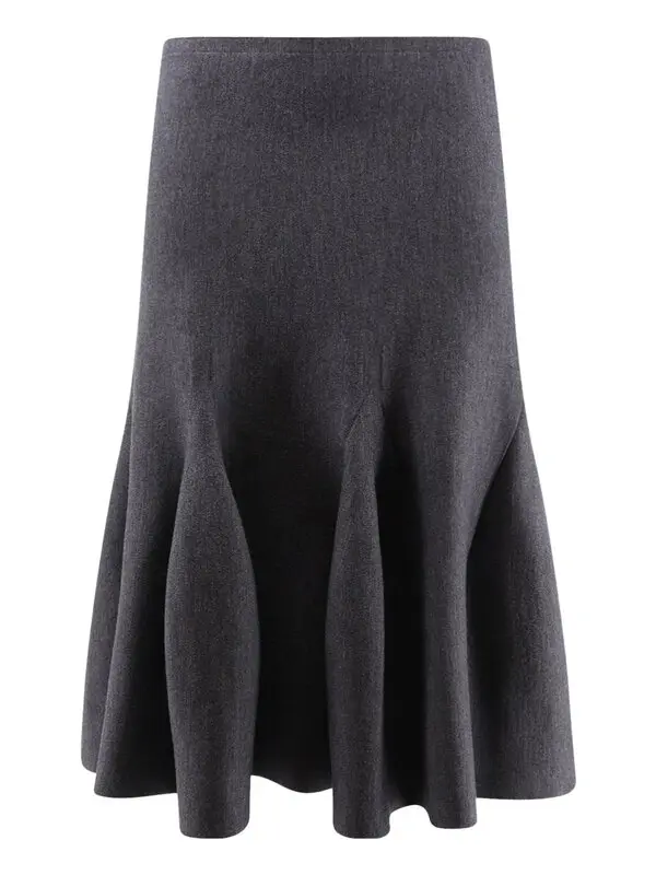 Alaïa Flared Hem Knitted Midi Skirt - Black