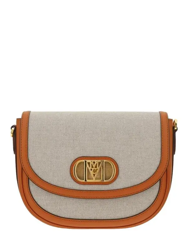 Mcm Mode Travia Logo Plaque Small Crossbody Bag - Nude