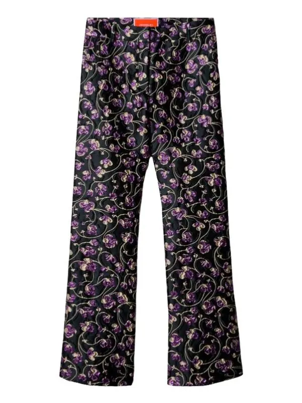 La DoubleJ 24/7 Floral Trousers - Black