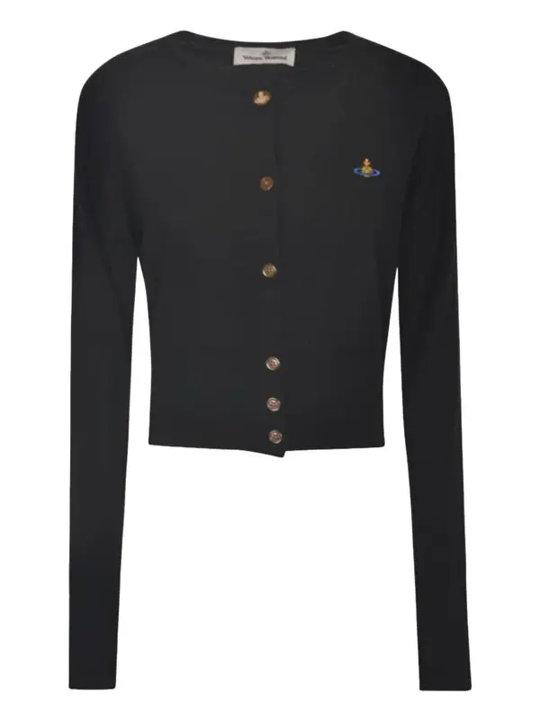 VIVIENNE WESTWOOD Orb Embroidered Cropped Cardigan - Black