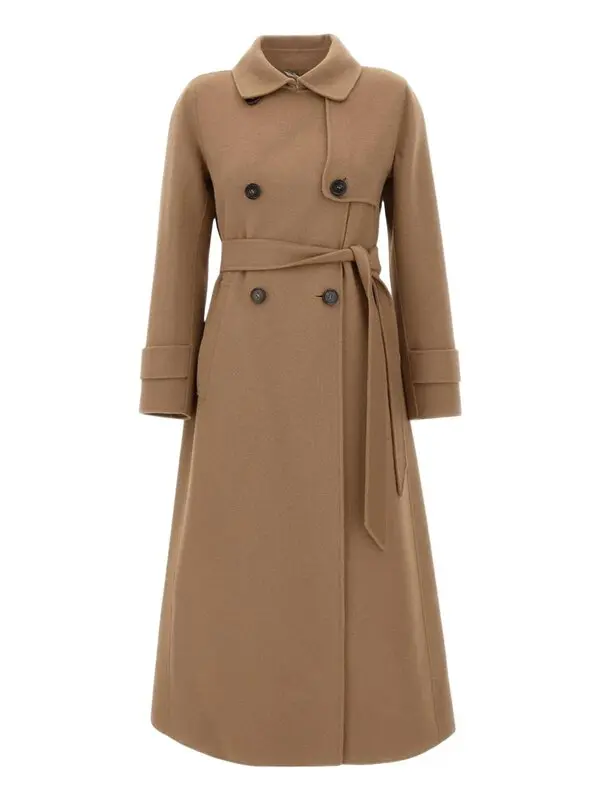 Max Mara Ssem Double-breasted Long Coat - Camel