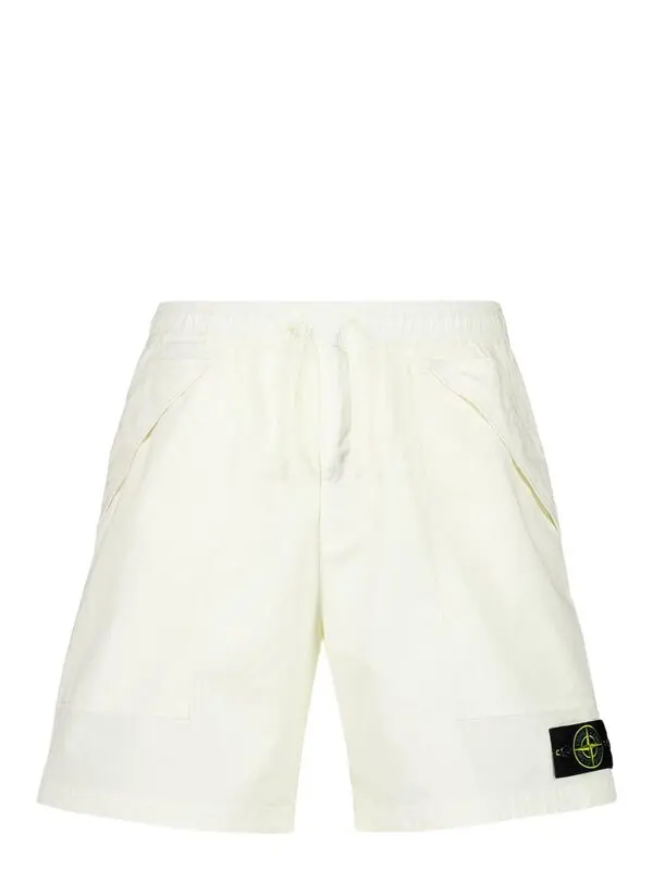 Stone Island Bermuda Shorts With Logo Badge - Ivory