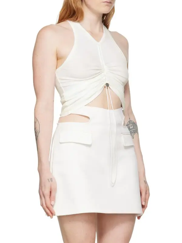 DION LEE Sheer Gathered-front Tank Top - White