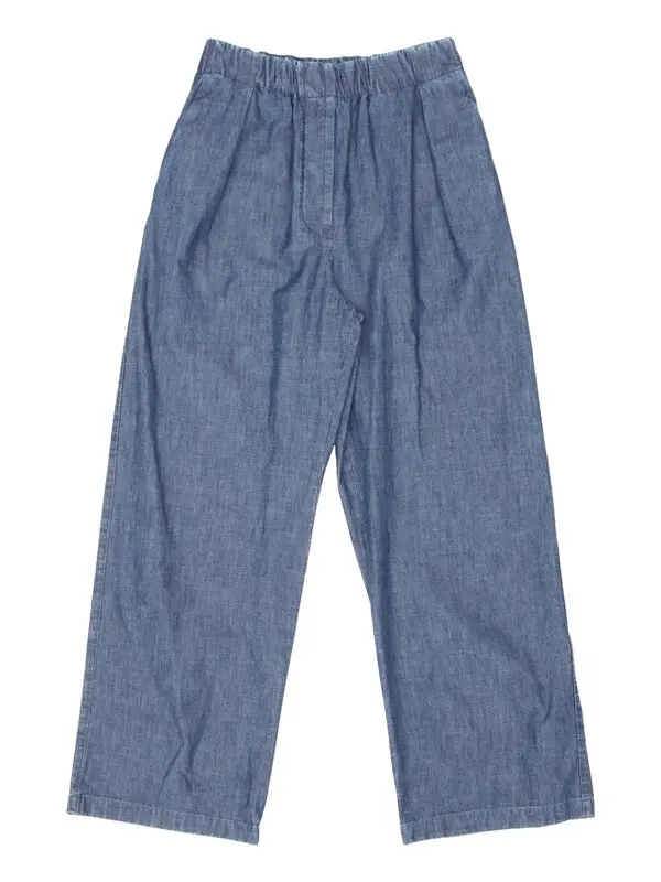 JIL SANDER Elastic Waist Wide Leg Trousers - Blue