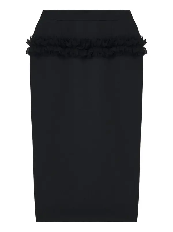 Alexander McQueen Slashed Buttoned Pencil Skirt - Black