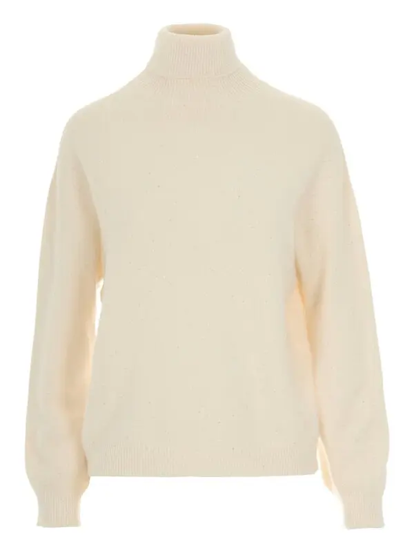 Liu Jo Roll Neck Embellished Sweater - Nude