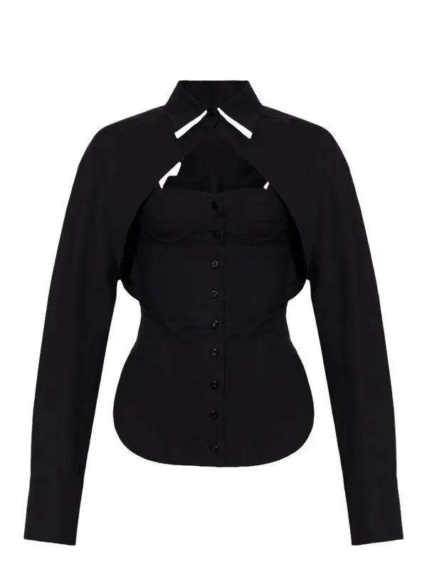 Attico Cut-out Corset Style Shirt - Black