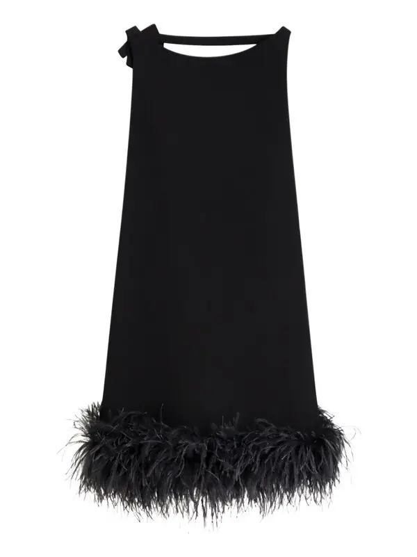 Valentino Garavani Feather Detailed Sleeveless Dress - Black